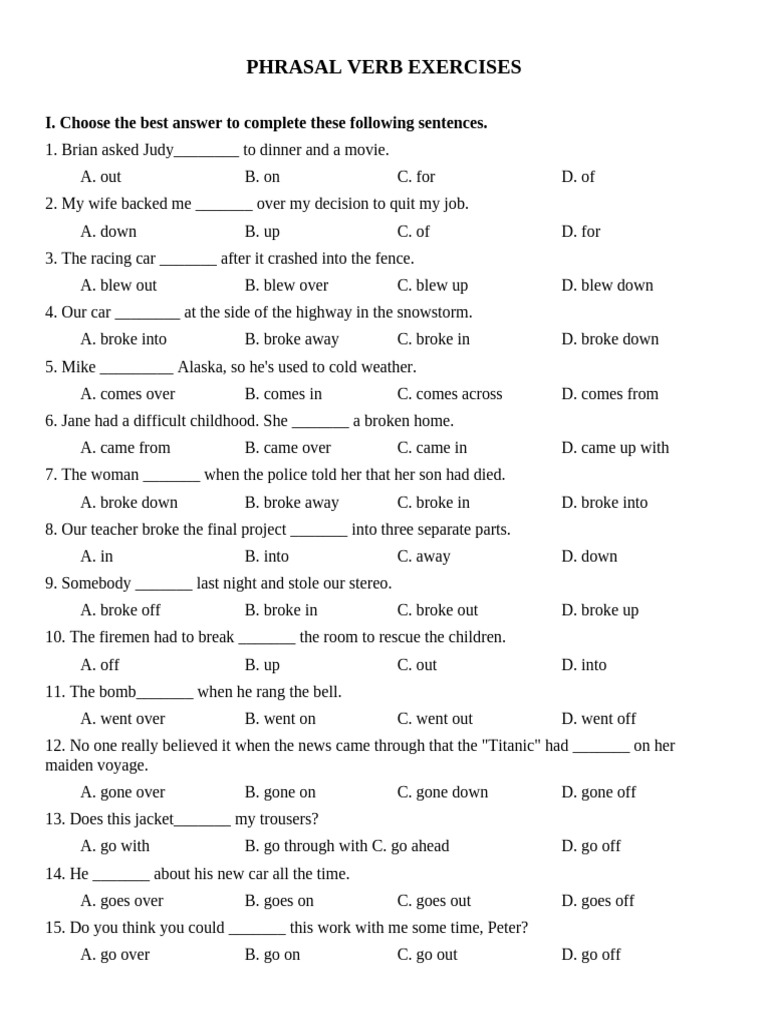 Phrasal Verb Exercises | PDF