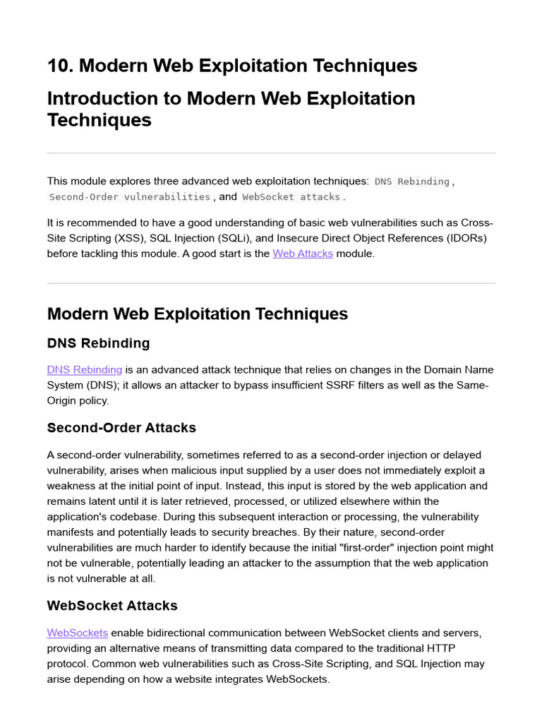 10. Modern Web Exploitation Techniques - @CyberFreeCourses | PDF ...