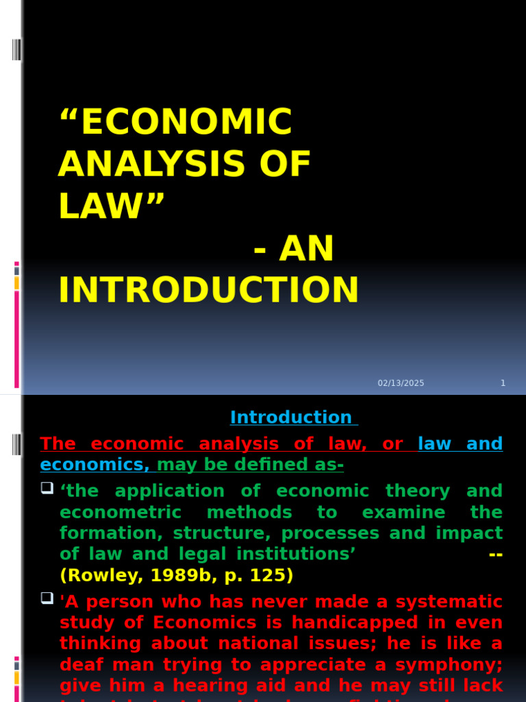 Introduction to Economic Analysis of Law | PDF | Economics | Law And ...