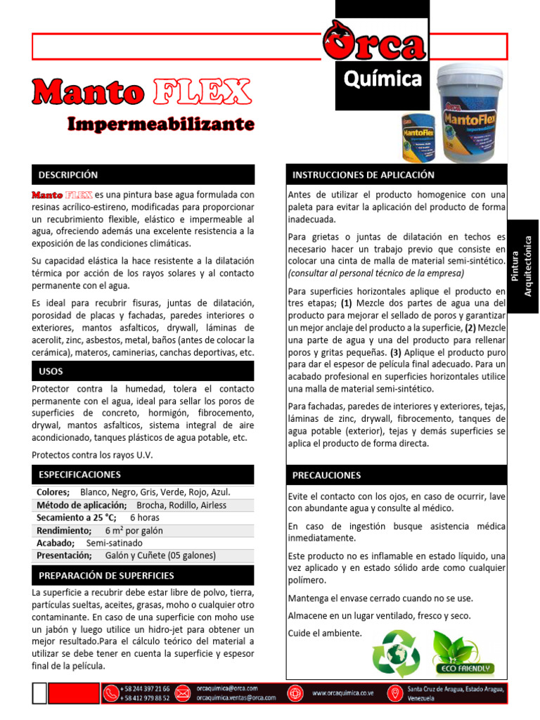 Ficha Técnica - Manto FLEX | PDF | Hormigón | Agua