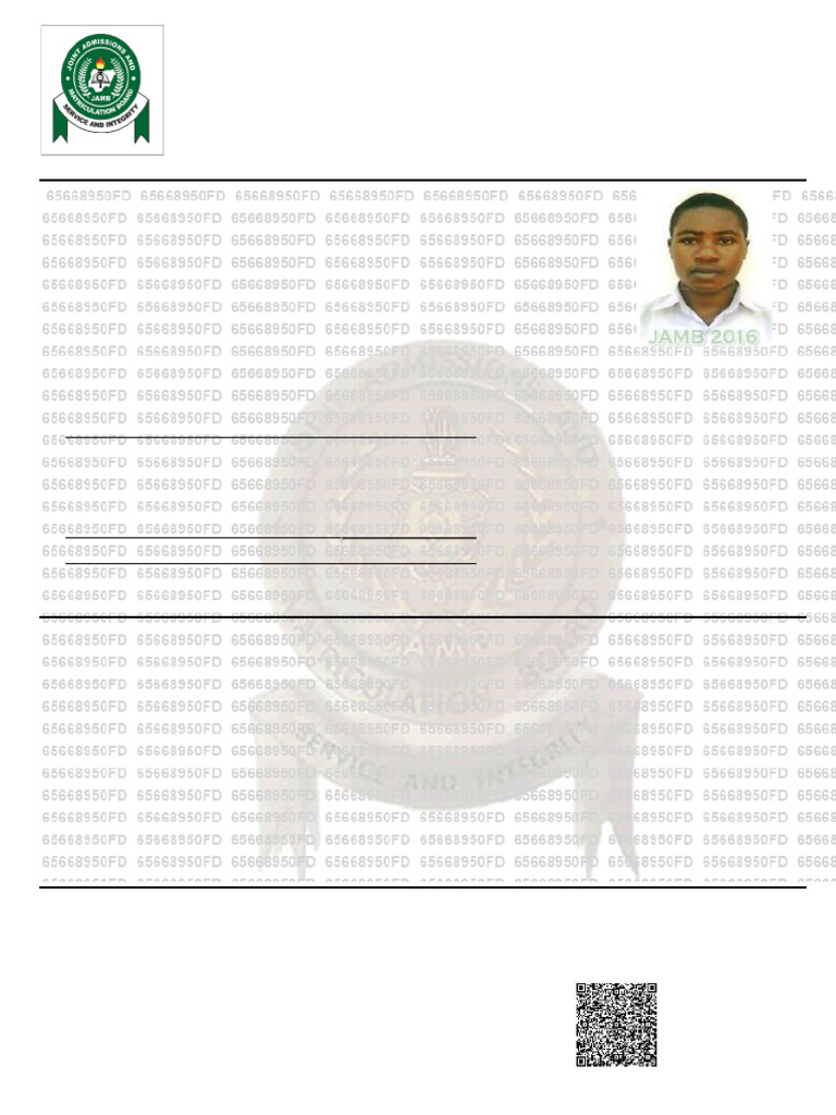 Adebayo Oluwatosin Olaiya Result Slip | PDF | Qualifications | Student ...