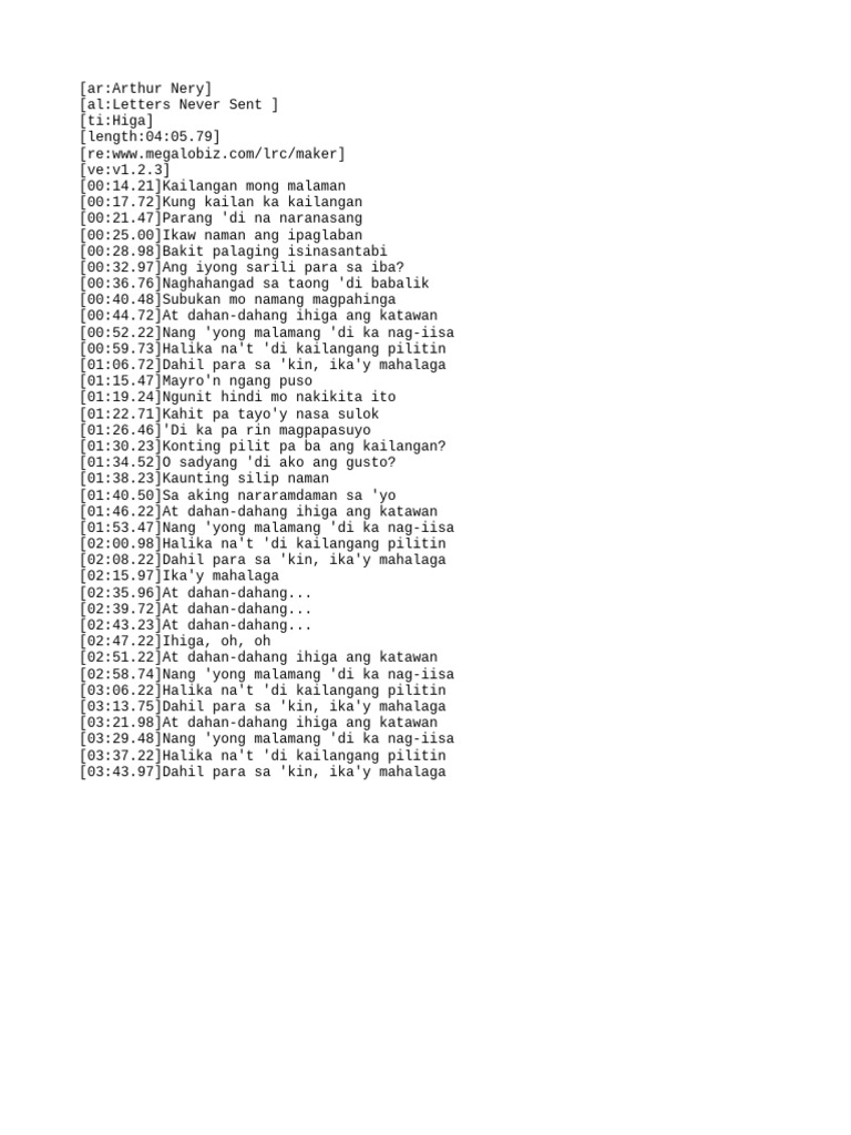 Higa by Arthur Nery | PDF