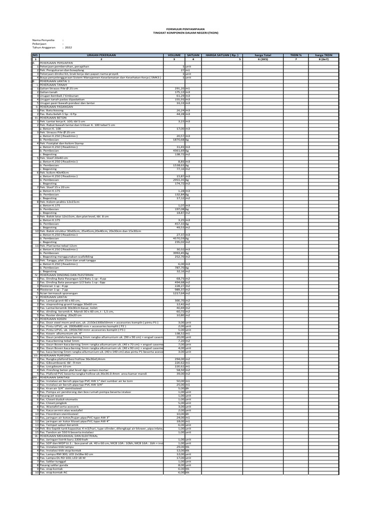 Lampiran I Form Perhitungan TKDN MAN 1 REMBANG | PDF