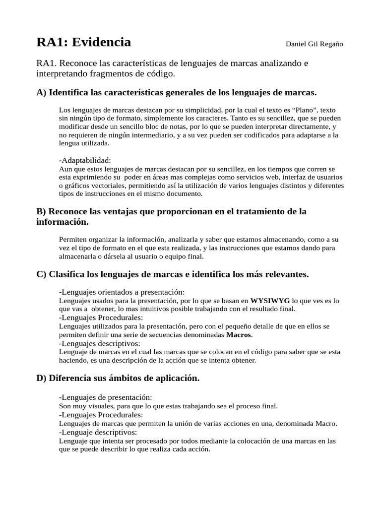 Ra1 | PDF | Lenguaje de marcado | Lenguaje de programación