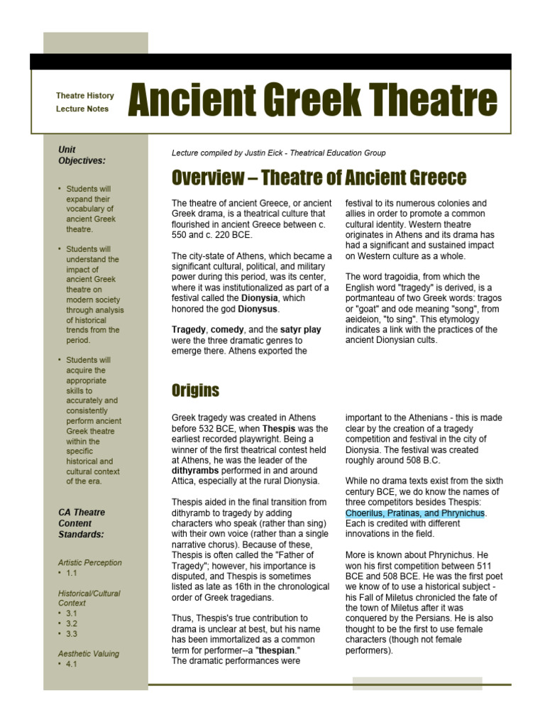 Greek Theatre for Students | PDF | Greek Tragedy | Theatre