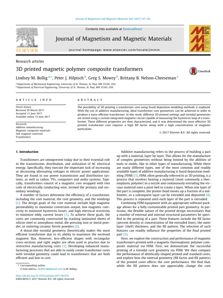 3D Printed Magnetic Polymer Composite Transformers | PDF | Transformer ...