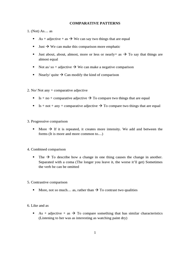 COMPARATIVE Patterns ... | PDF