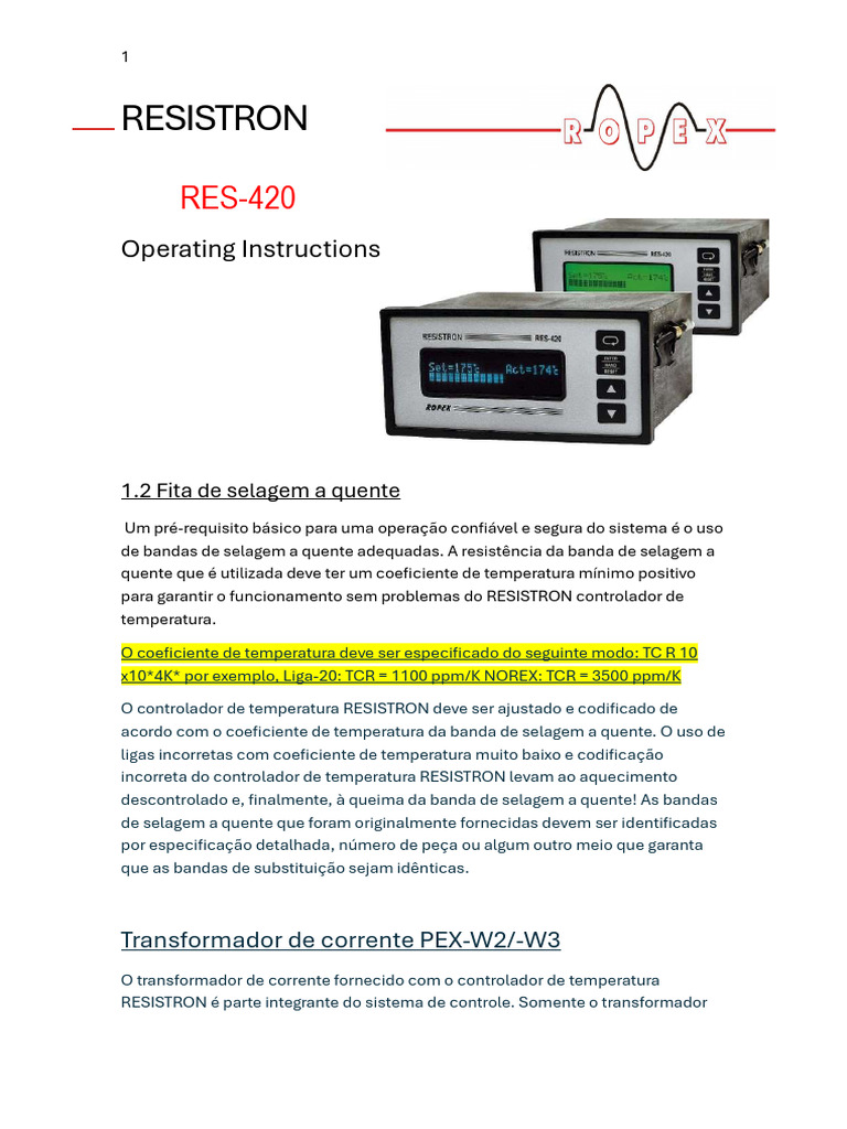 Manual Controlador Registron - Optima - ABS | PDF | Calor | Temperatura