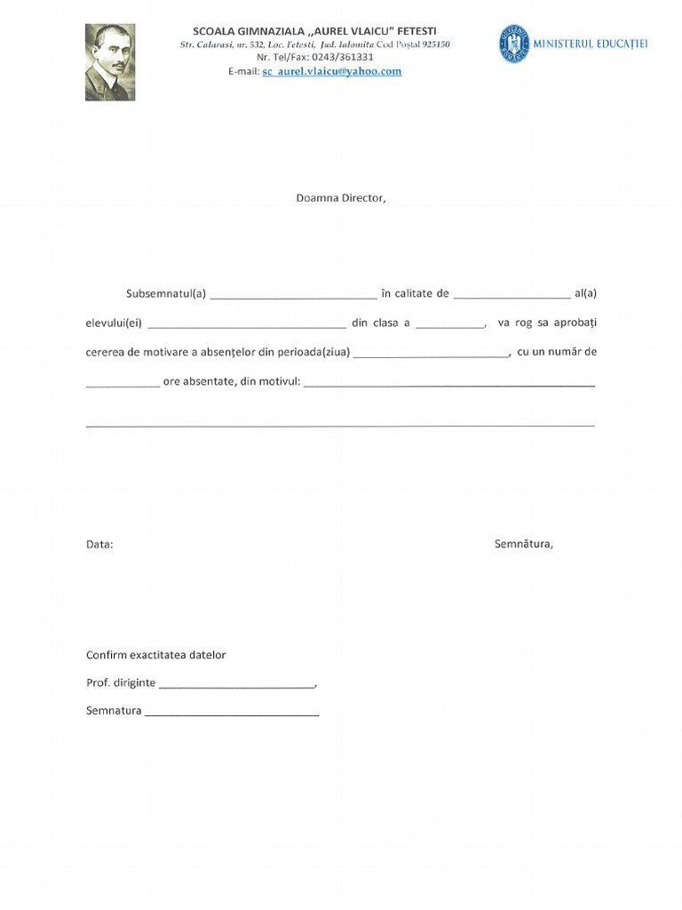 CERERE MOTIVARE ABSENTE | PDF