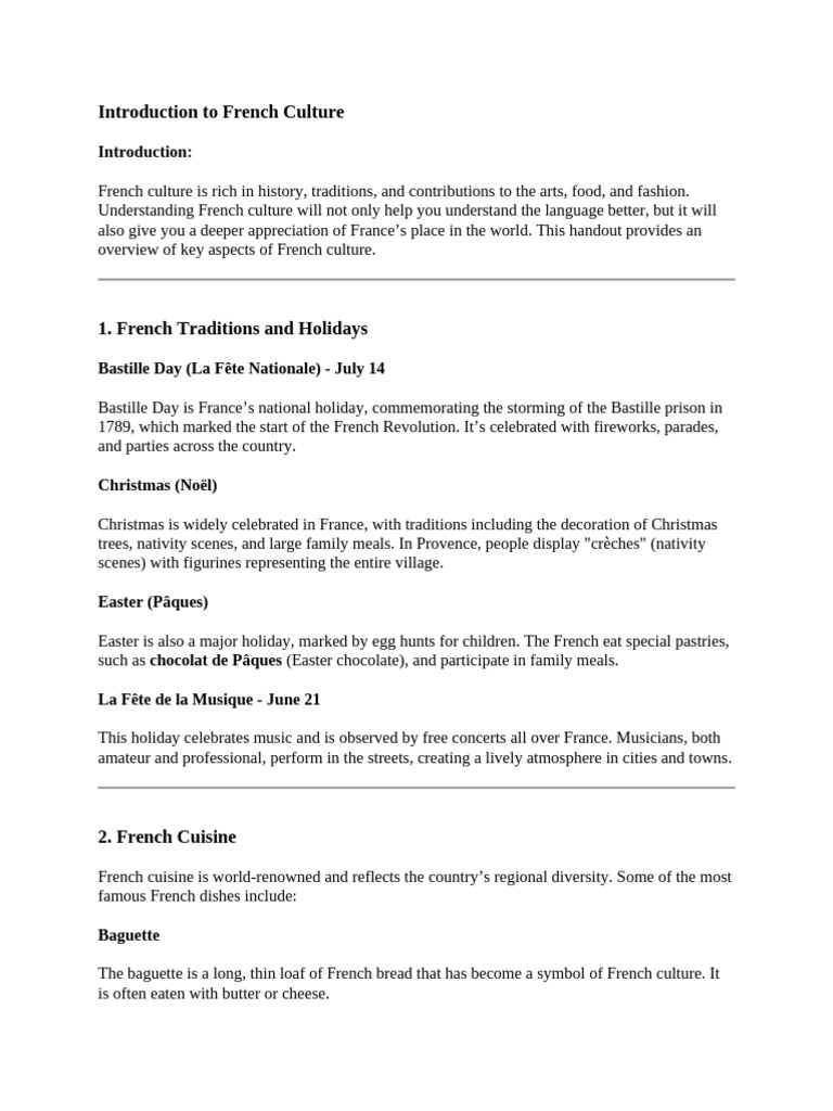 Introduction To French Culture | PDF