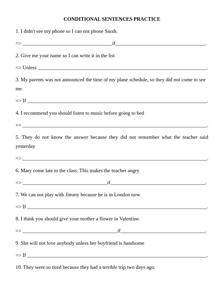 Practice conditional sentences | PDF