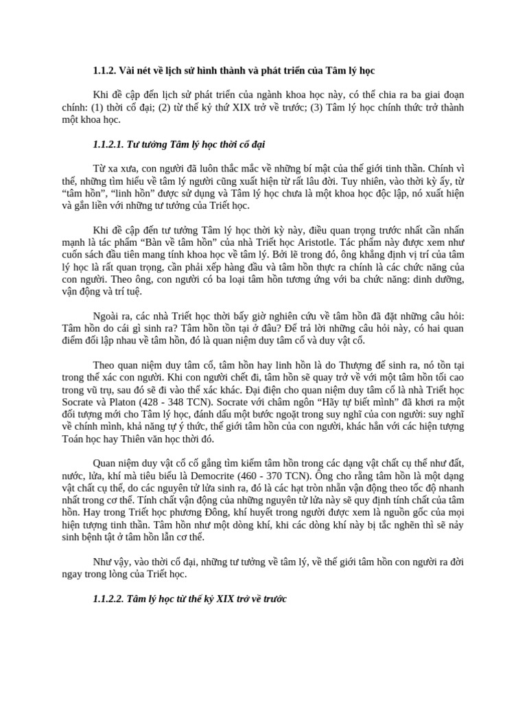 Lịch sử hình thành TLH | PDF