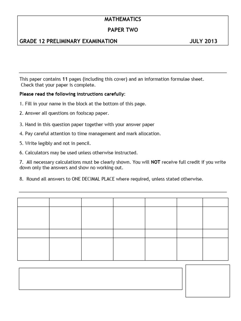 St Alban's July Prelim Exam Paper 2 2013 | PDF | Circle | Angle