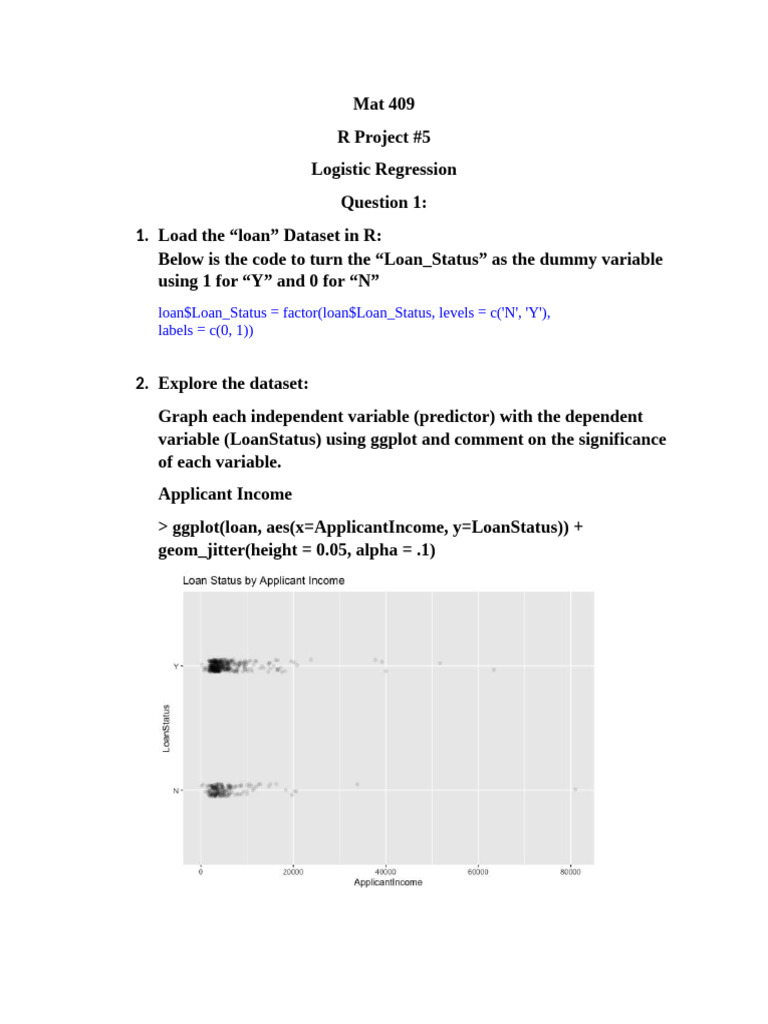 R Project #5 (Logistic Regression) (1) 2 | PDF | Logistic Regression | Errors And Residuals