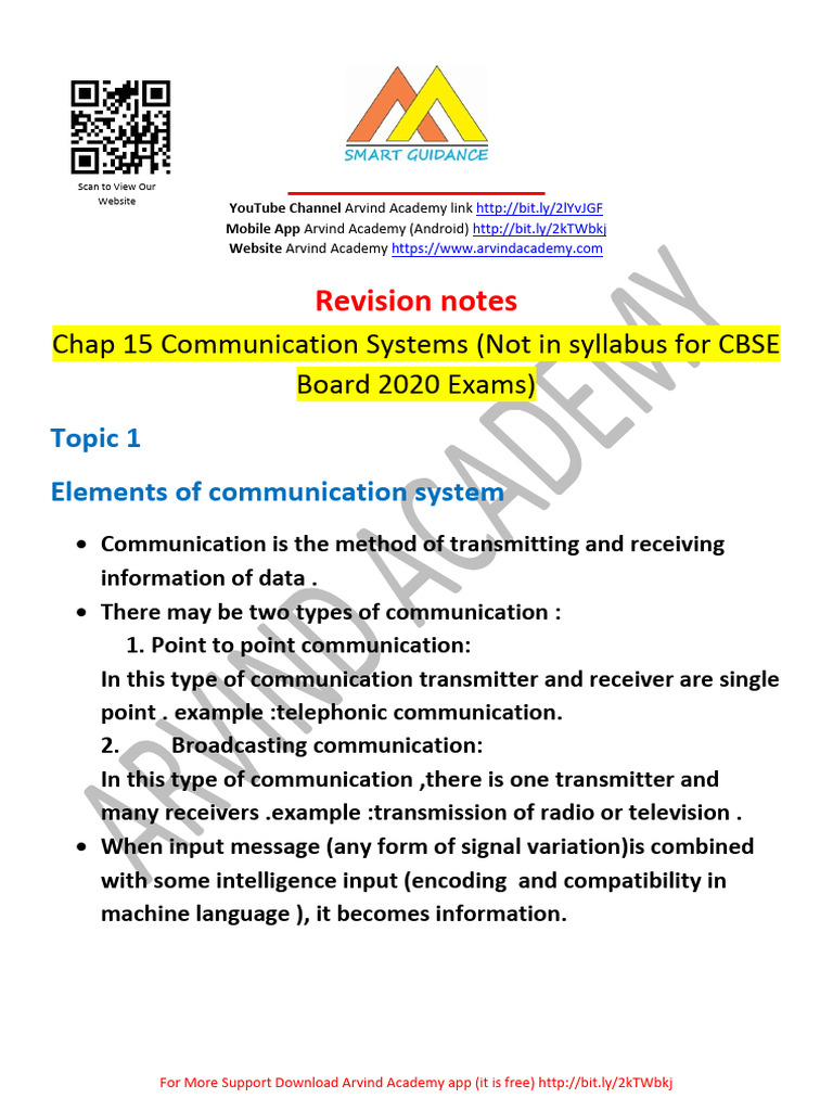 Chap 15 Communication System (Not in Syllabus For - Tcay3nmwh4xlqg7d5ndc | PDF | Modulation ...