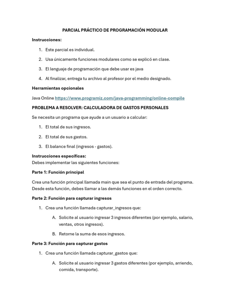Parcial Práctico de Programación Modular | PDF