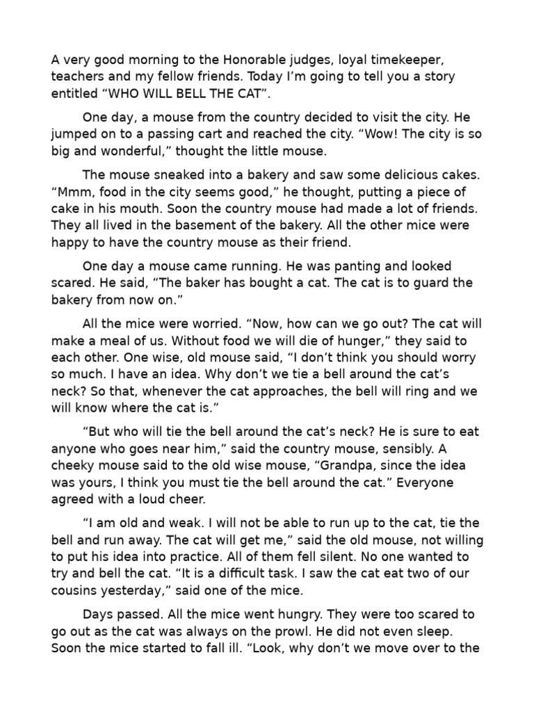 Storytelling - Who Will Bell The Cat | PDF | Mouse