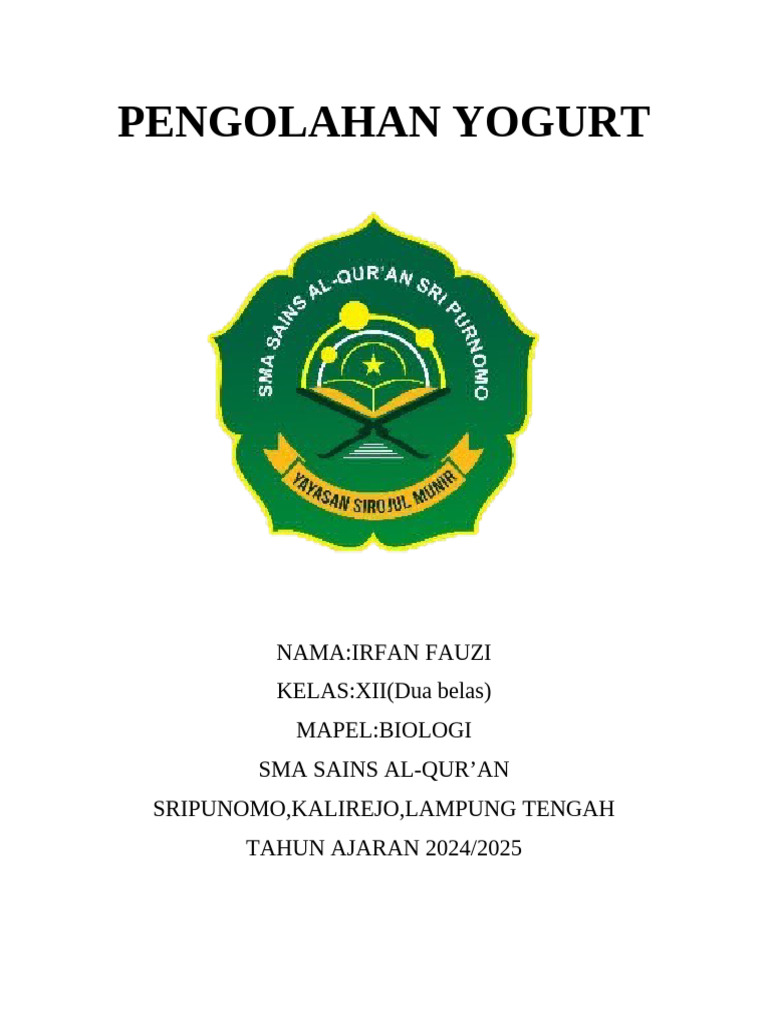 Pengolahan Yogurt Ipan | PDF