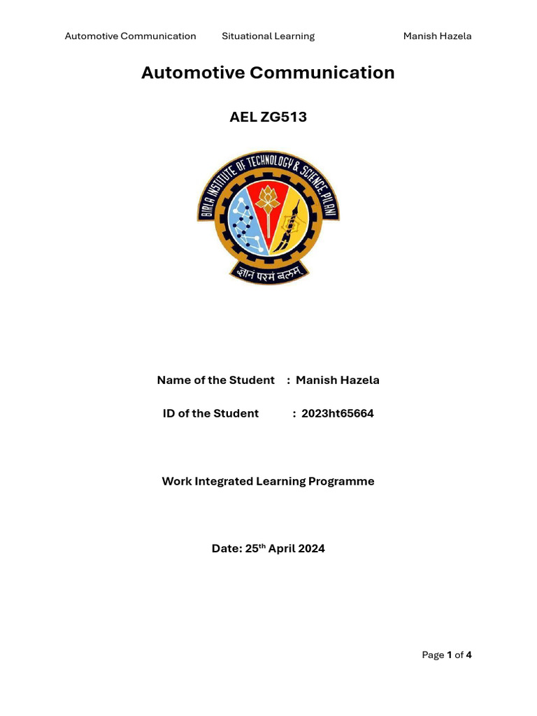Automotive Communication - Situational Learning | PDF | Ieee 802.11 ...