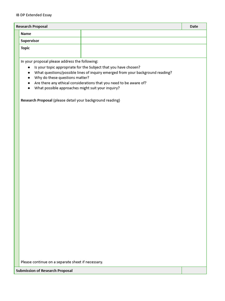 IB DP Extended Essay Proposal Guide | PDF