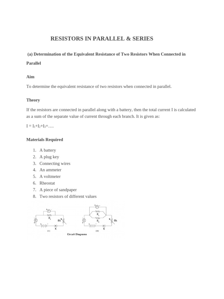 RESISTORS IN SERIES AND PARALLEL | PDF | Series And Parallel Circuits ...