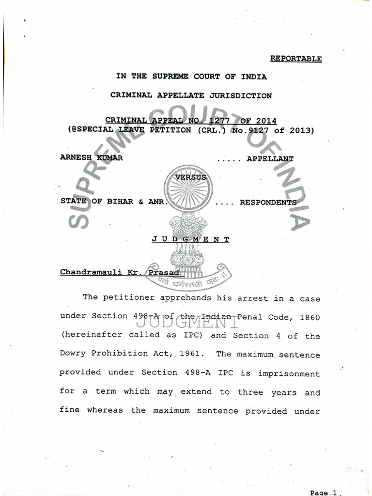 S 498 A (Arnesh Kumar) | PDF