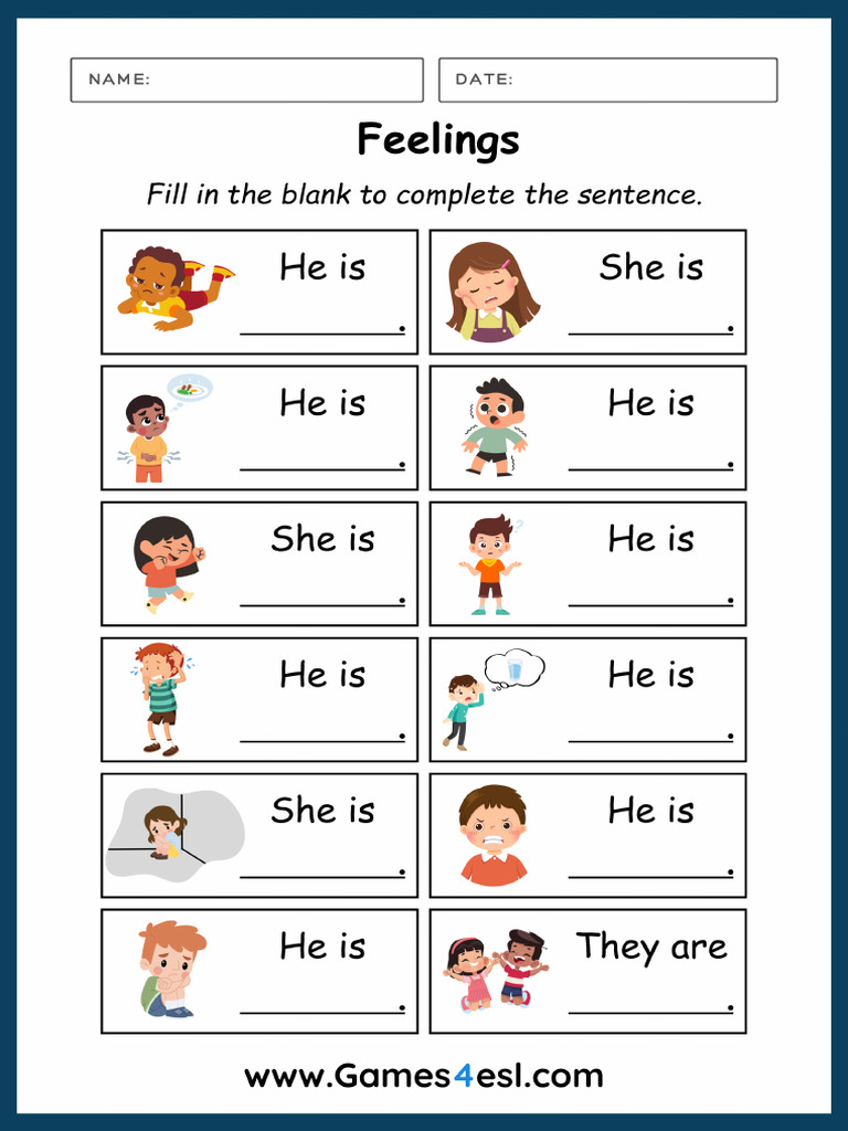 Feelings and Emotions Worksheet 8 | PDF