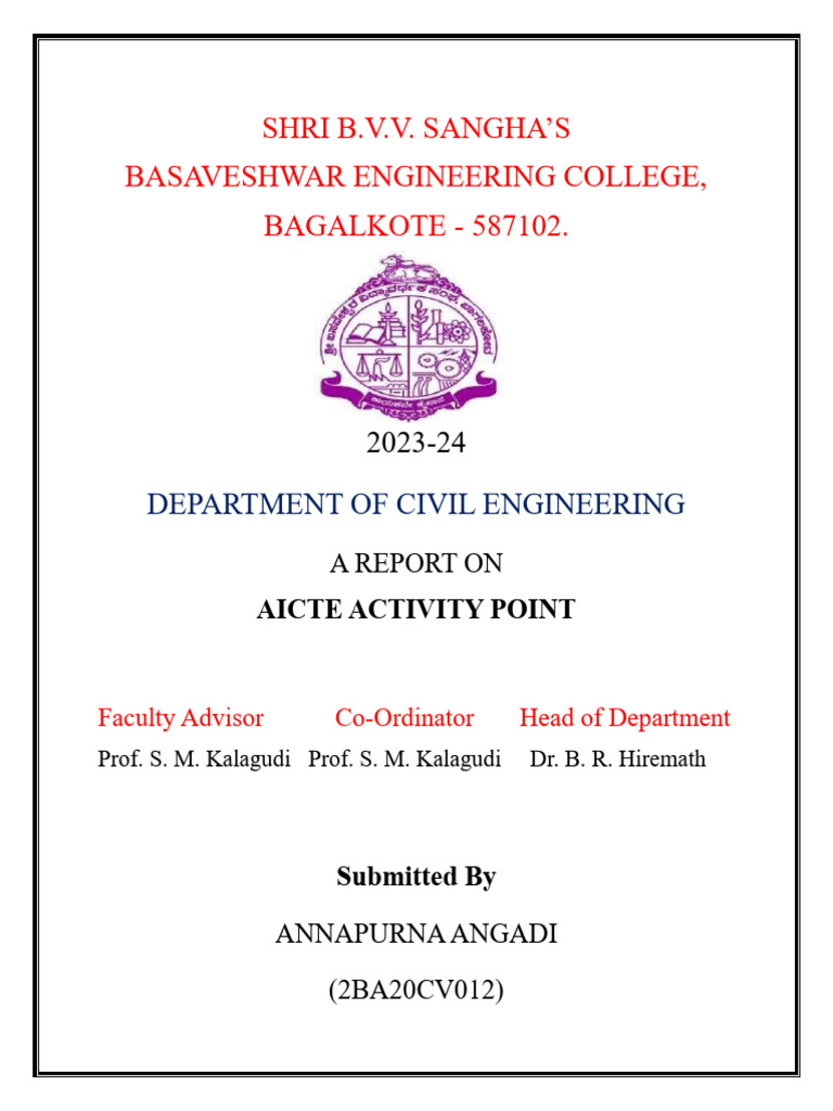 AICTE Activity Report - Civil Engineering | PDF