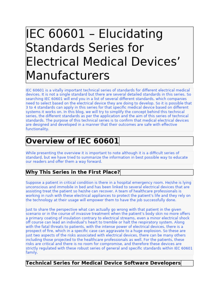 IEC 60601 Standards for Medical Devices | PDF | Medical Equipment | Medical Specialties