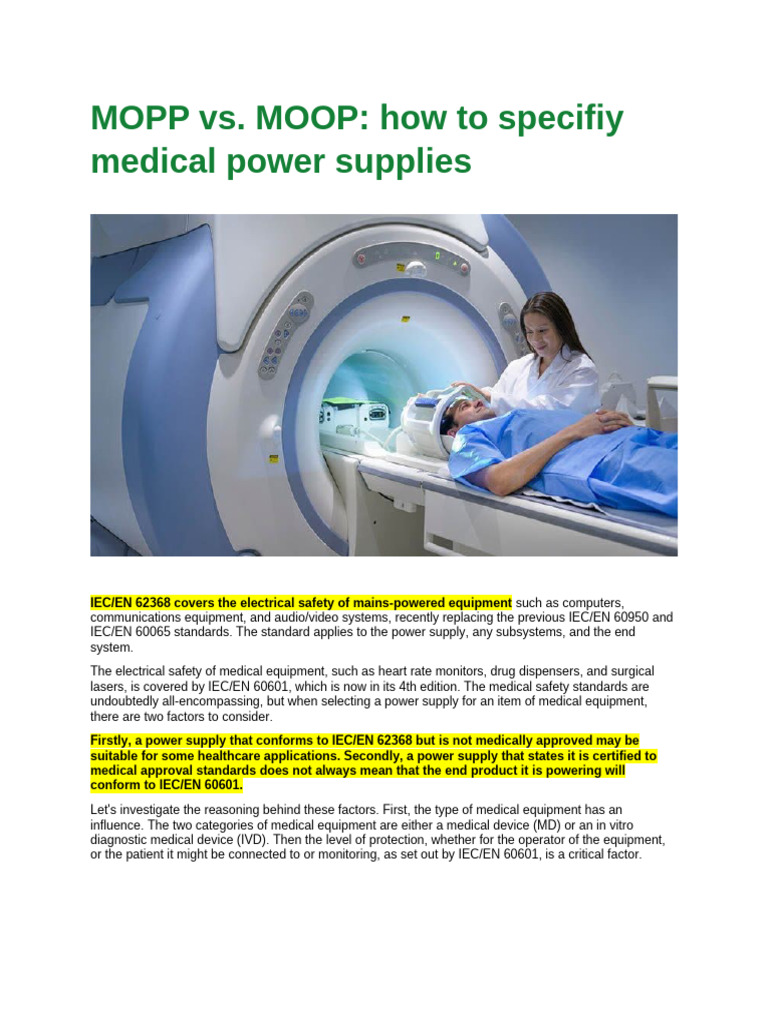 Medical Power Supply Standards Guide | PDF | Power Supply | Medical Device