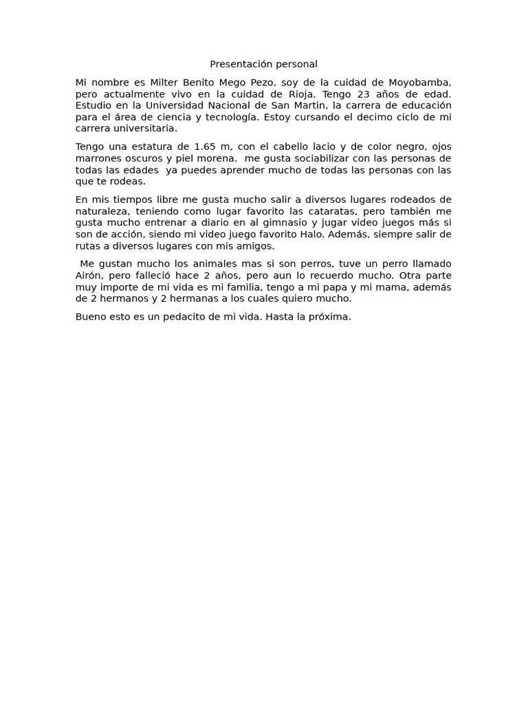 Presentación Personal | PDF