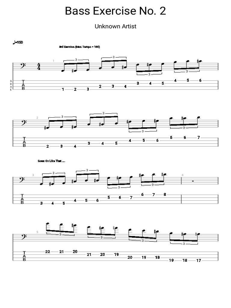 Bass Exercises - Bass Exercise No. 3 | PDF