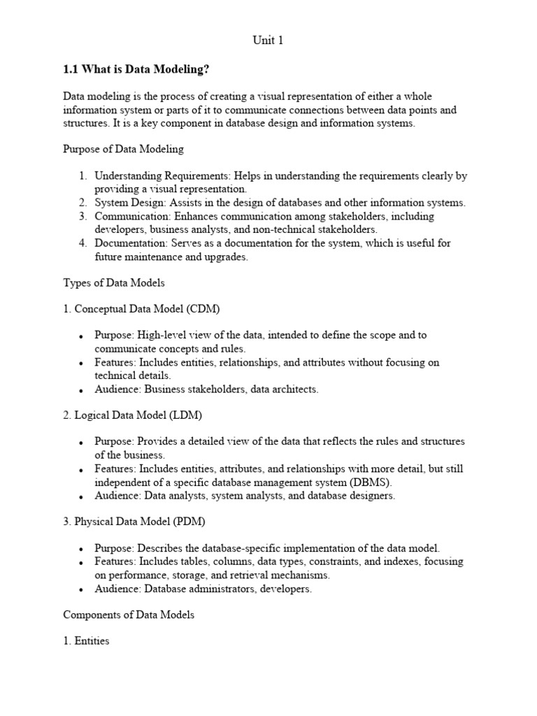 Unit 1 | PDF | Data Model | Conceptual Model