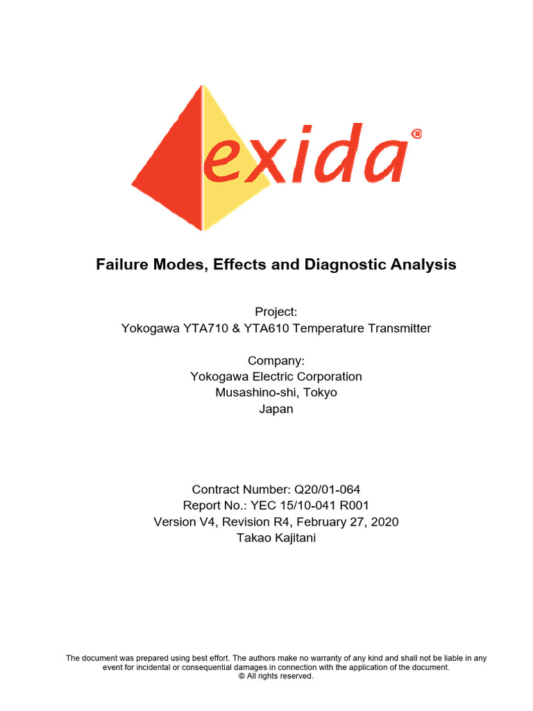 FMEDA Analysis for YTA710 & YTA610 Transmitters | PDF | Systems ...