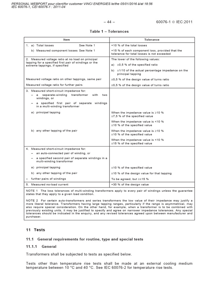TABLEAU TOLERANCE | PDF | Engineering Tolerance | Transformer