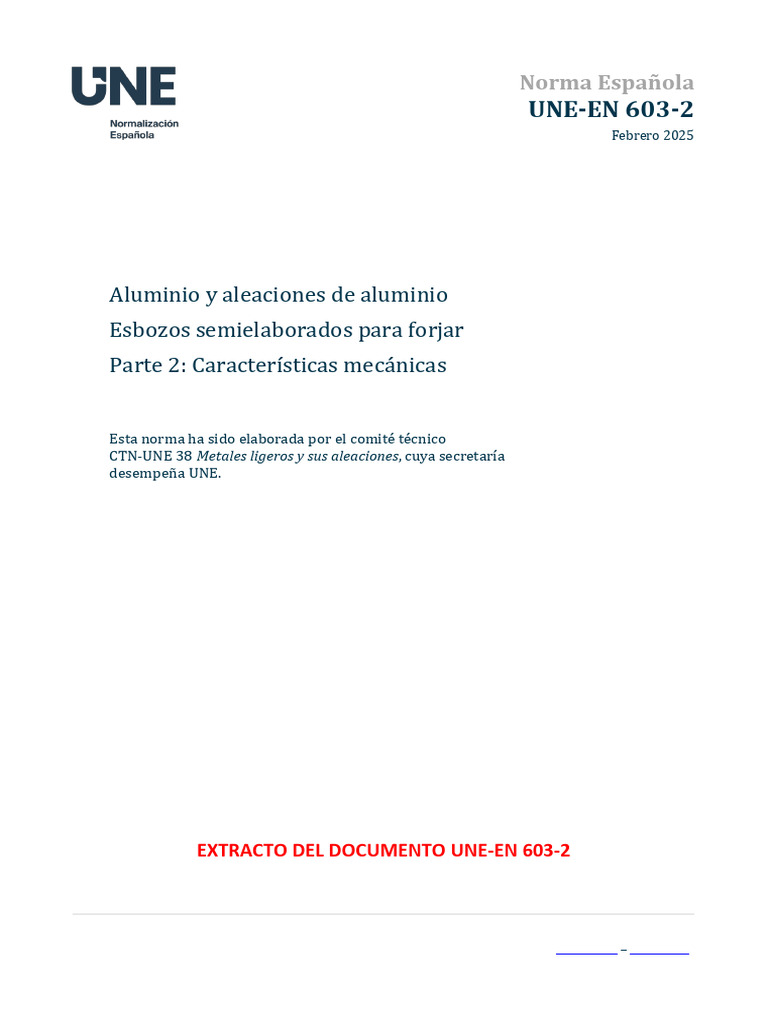 Norma UNE-EN 603-2: Aluminio y Aleaciones | PDF | Aleación