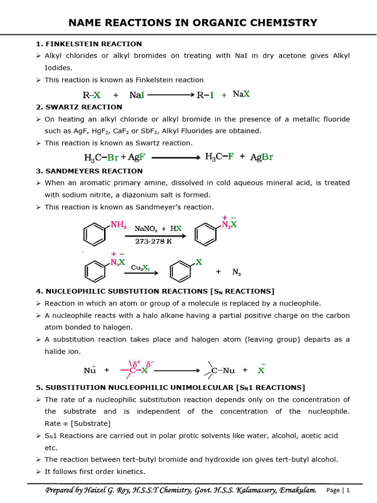 Key Organic Chemistry Reactions | PDF | Aldehyde | Chemical Reactions