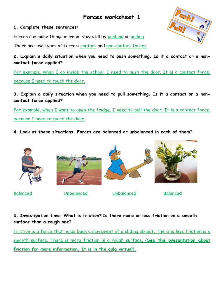 Worksheets 1, 2 and 3 With Answers | PDF | Force | Magnet