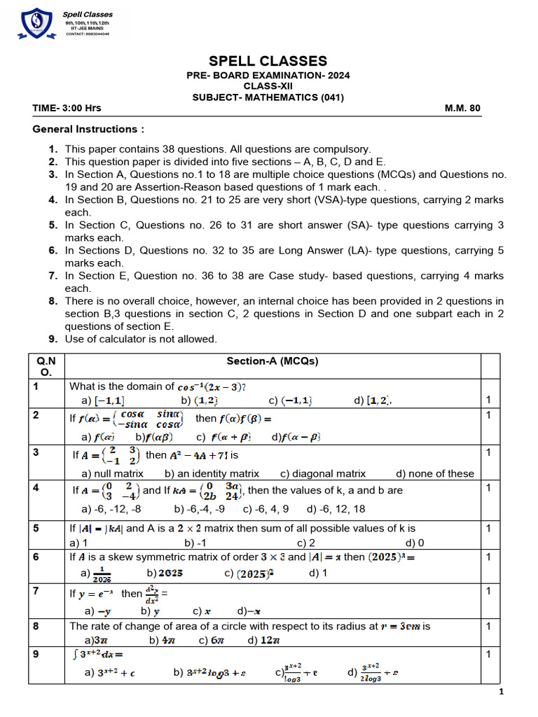 Maths 12 | PDF | Mathematical Concepts | Applied Mathematics