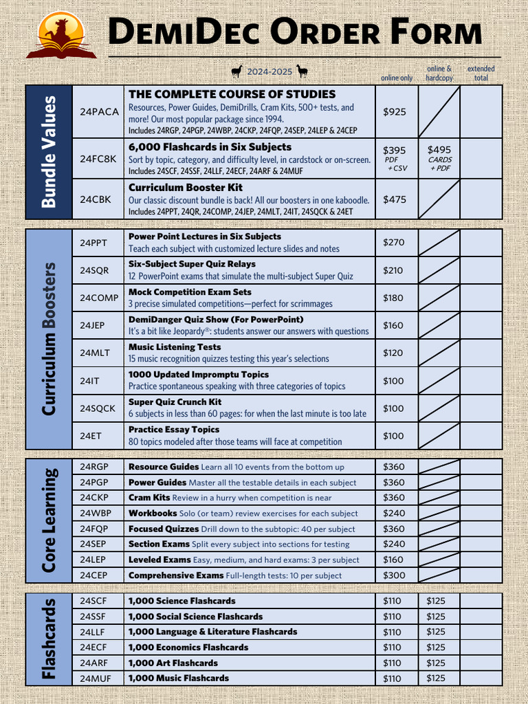 Order Form 2024 | PDF | Flashcard