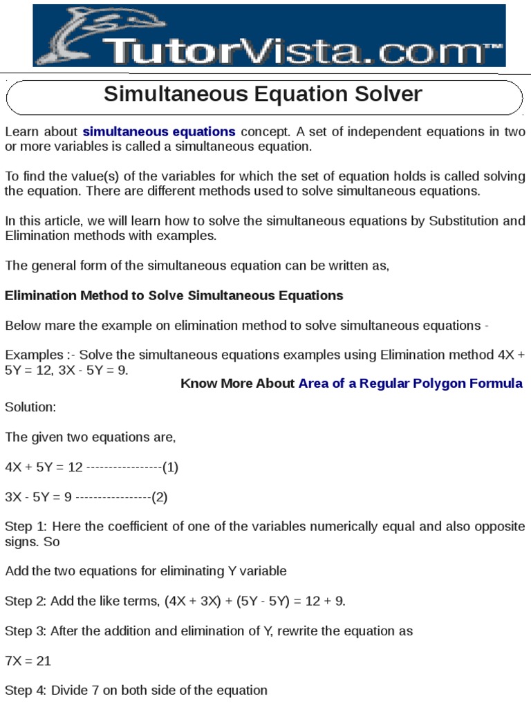 Simultaneous Equation Solver | PDF