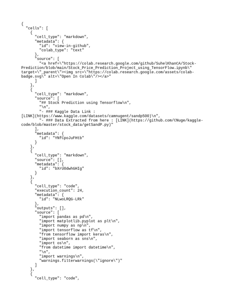 Stock Price Prediction Project Using TensorFlow.ipynb | PDF | Data Analysis | Software
