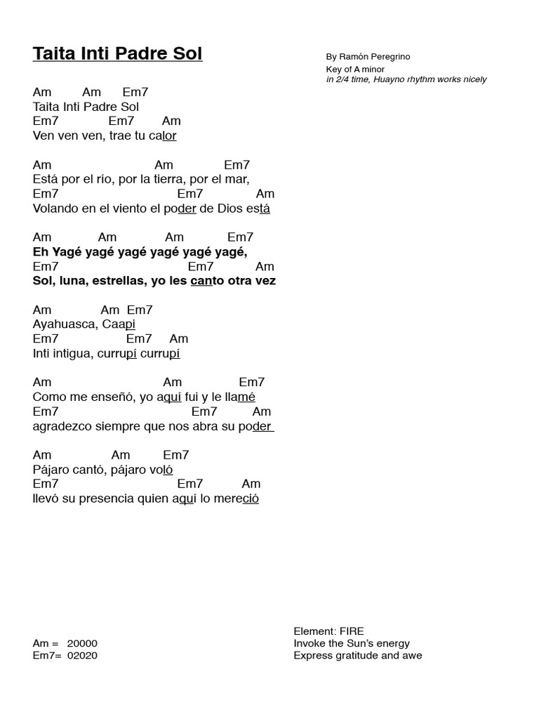 Taita Inti: Canción de Gratitud Solar | PDF
