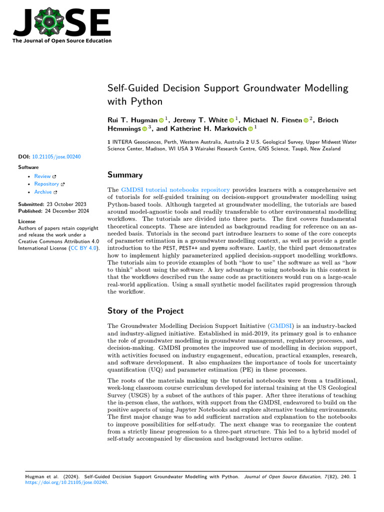 Self Guided Decision Support Groundwater Modelling With Python Pdf Python Programming