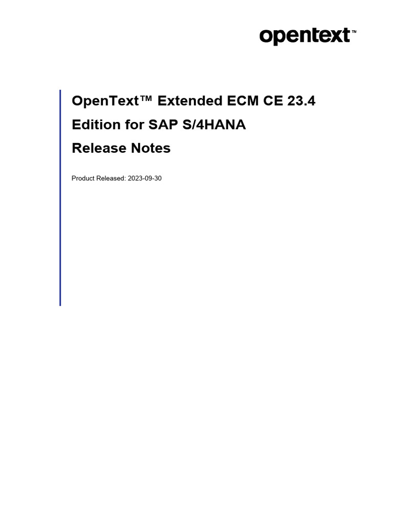 Extended ECM CE 23.4 Release Notes - Edition For SAP S4HANA | PDF ...