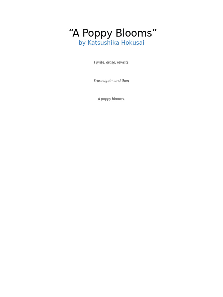 A Poppy Blooms | PDF
