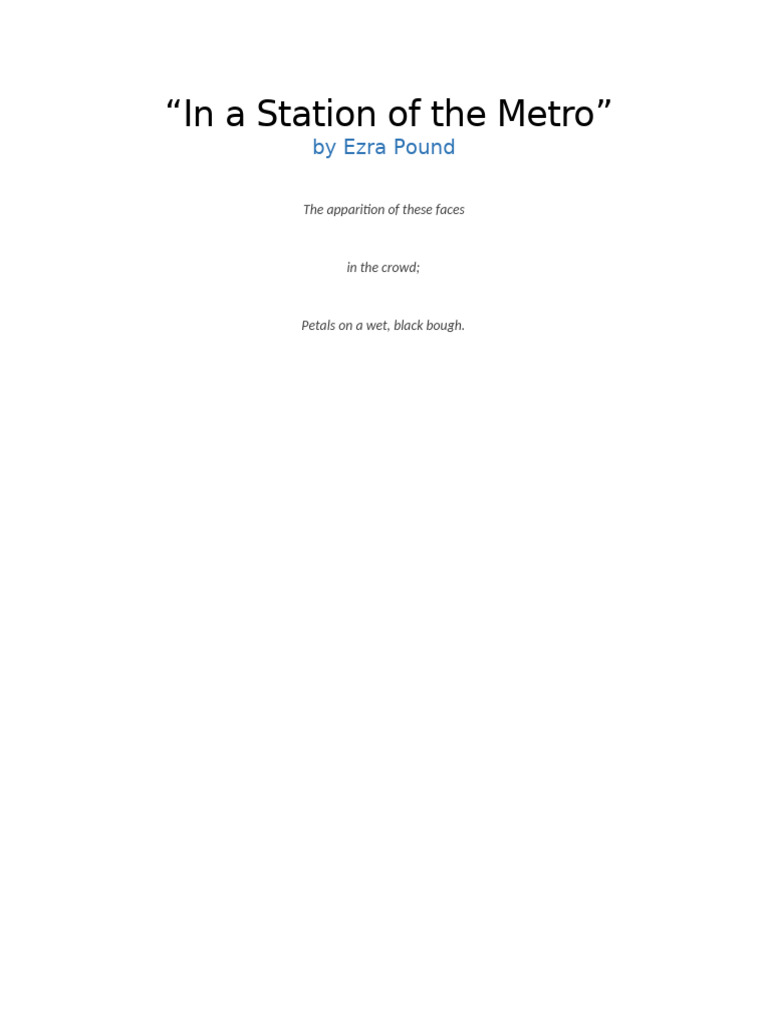 Ezra Pound's Metro Poem Analysis | PDF
