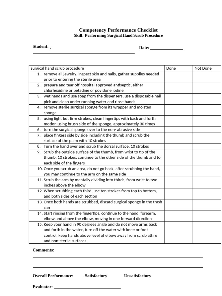 Surgical Hand Scrub Procedure | PDF