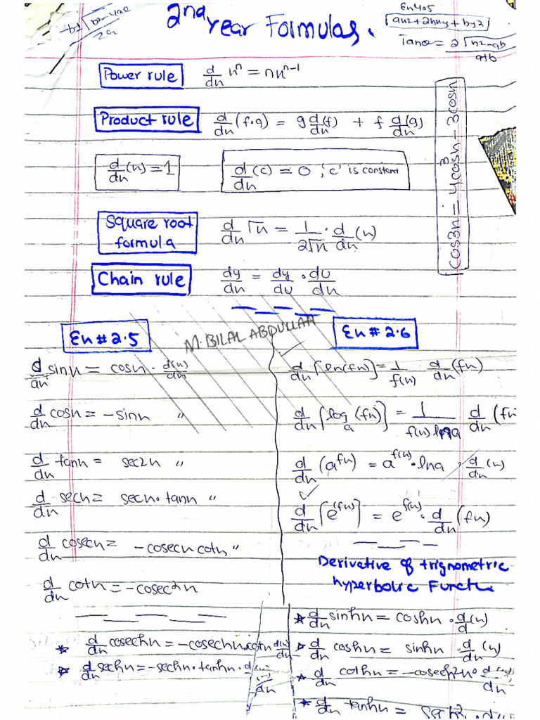 1st Year 2nd Year Math All Formulas | PDF