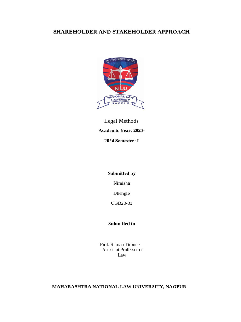 Shareholder and Stakeholder Approach | PDF | Corporate Social ...